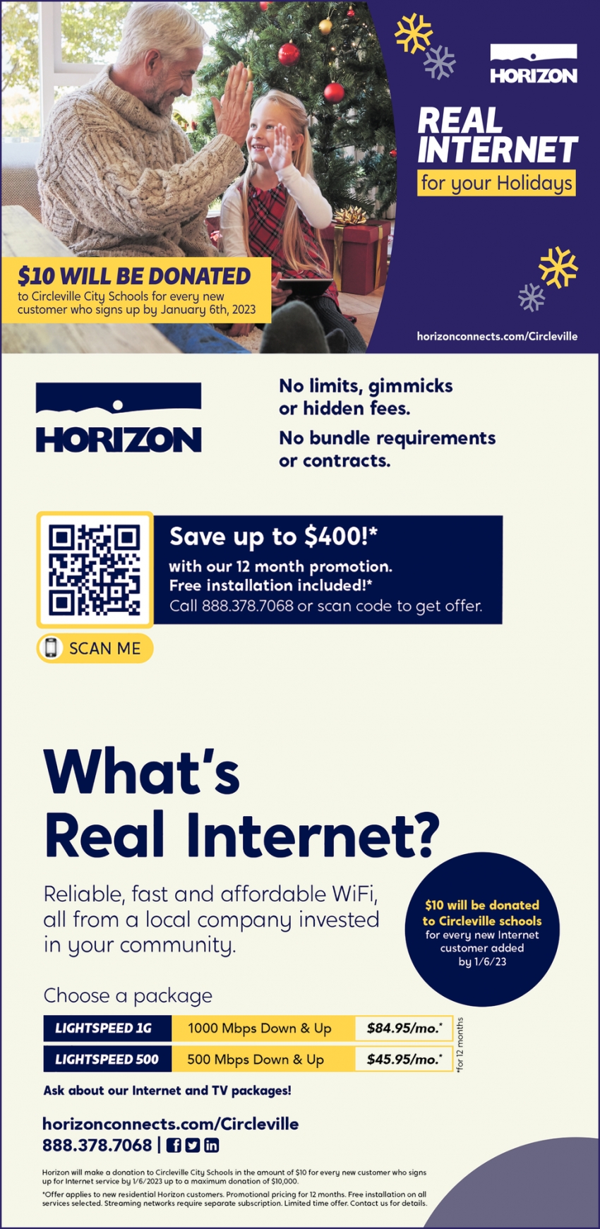Real Internet For Your Holidays, Horizon Telecom Inc., Columbus, OH