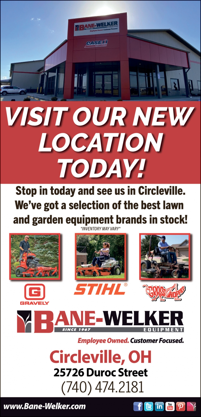 Visit Our New Location Today!, Bane-Welker Equipment, Utica, OH